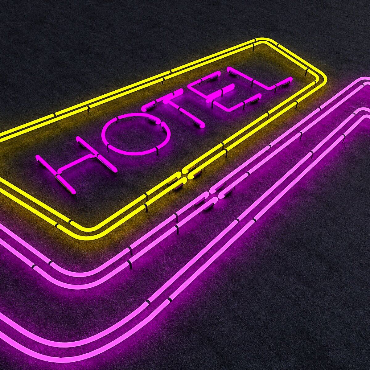 Hotel Neon Sign - 3D Model by nvere