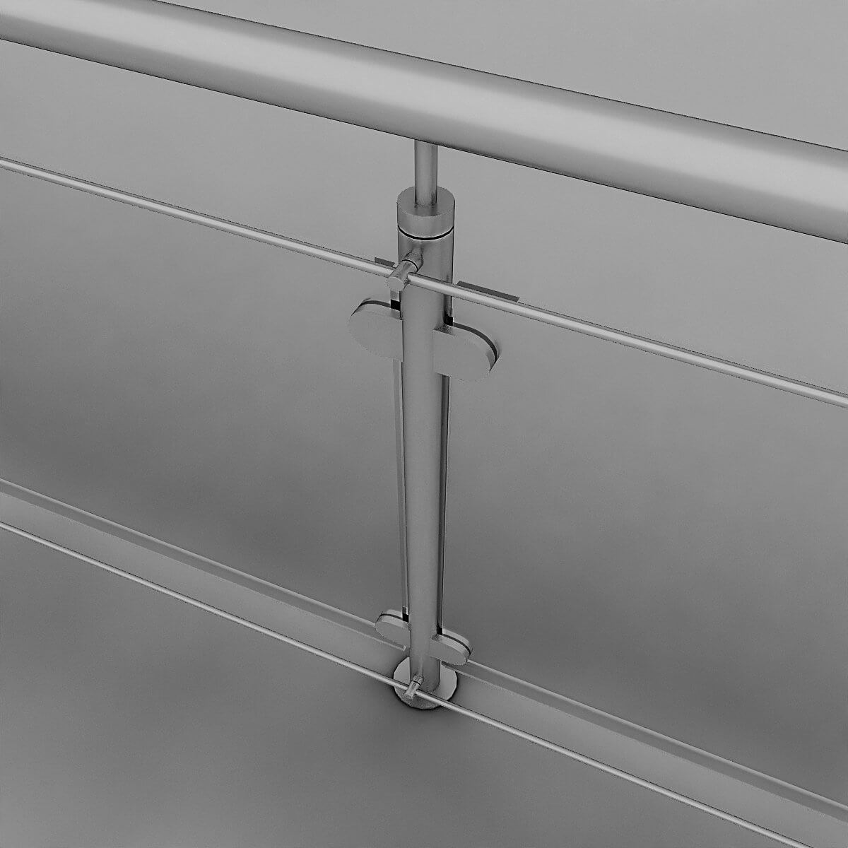 Iron & Glass Railing - 3D Model by nvere