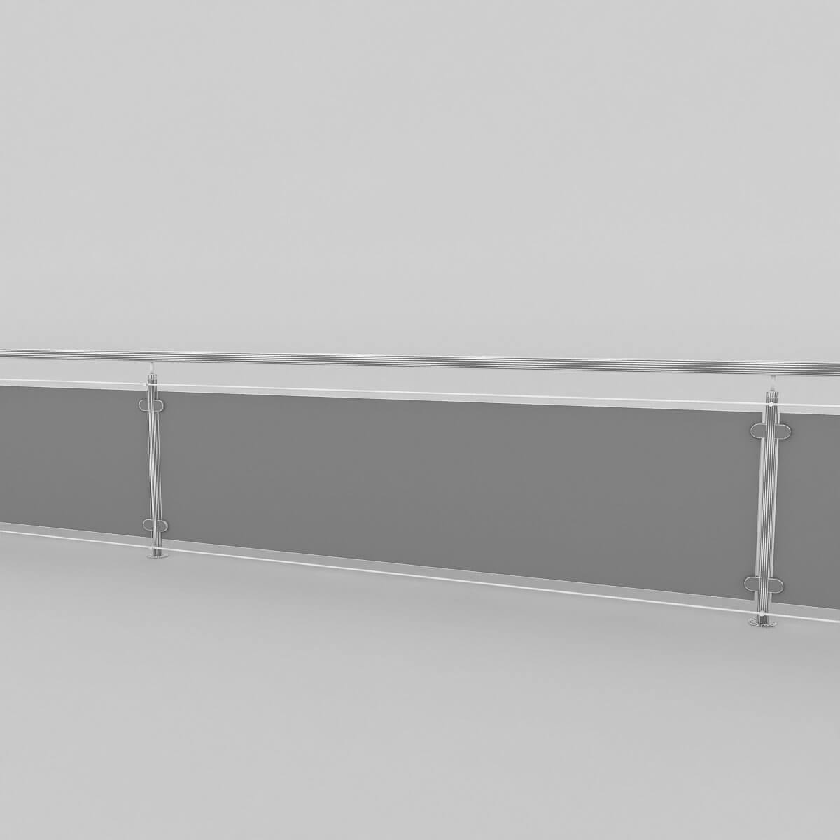 Iron & Glass Railing - 3D Model by nvere