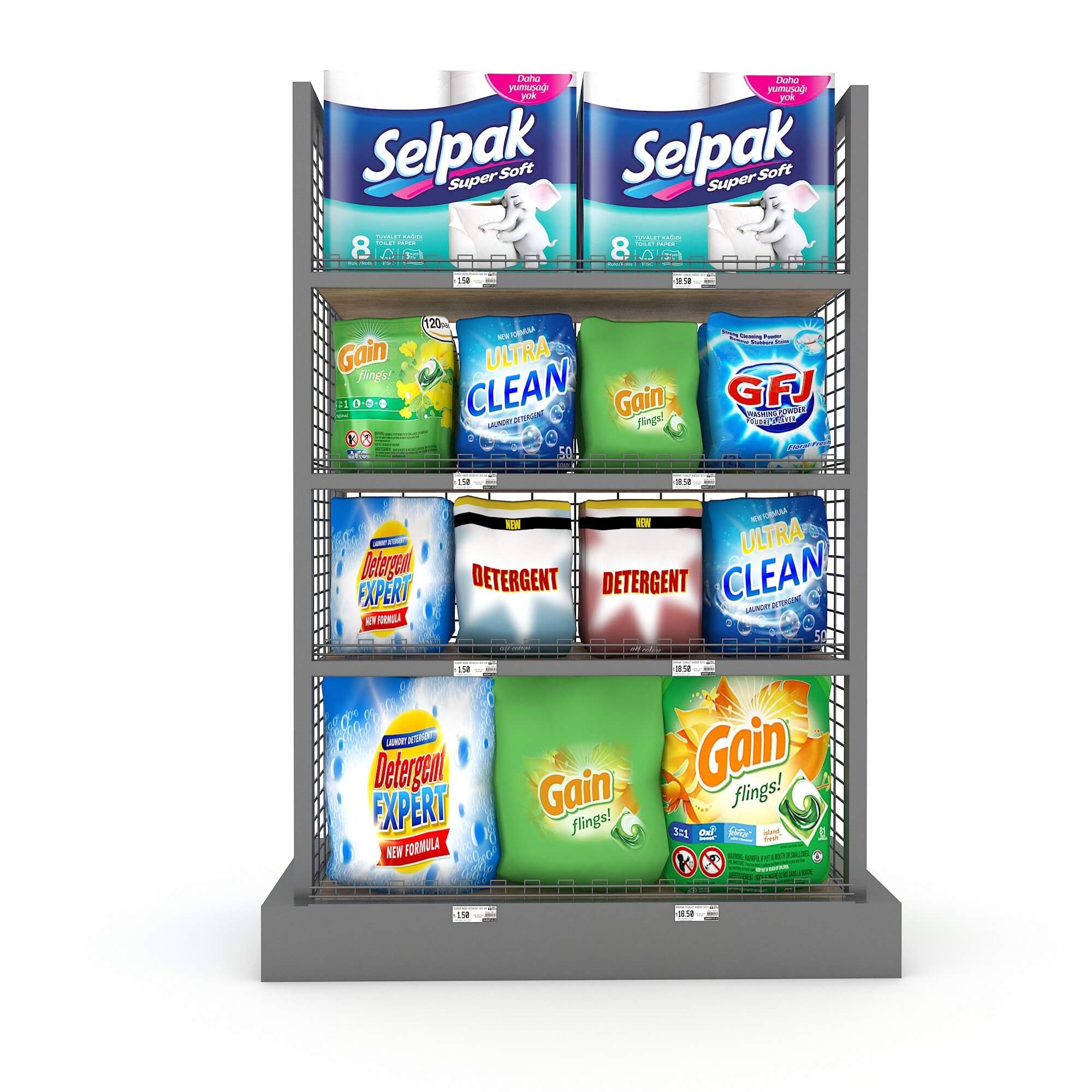 Cleaning Product Market Stand 03 - 3D Model by nvere
