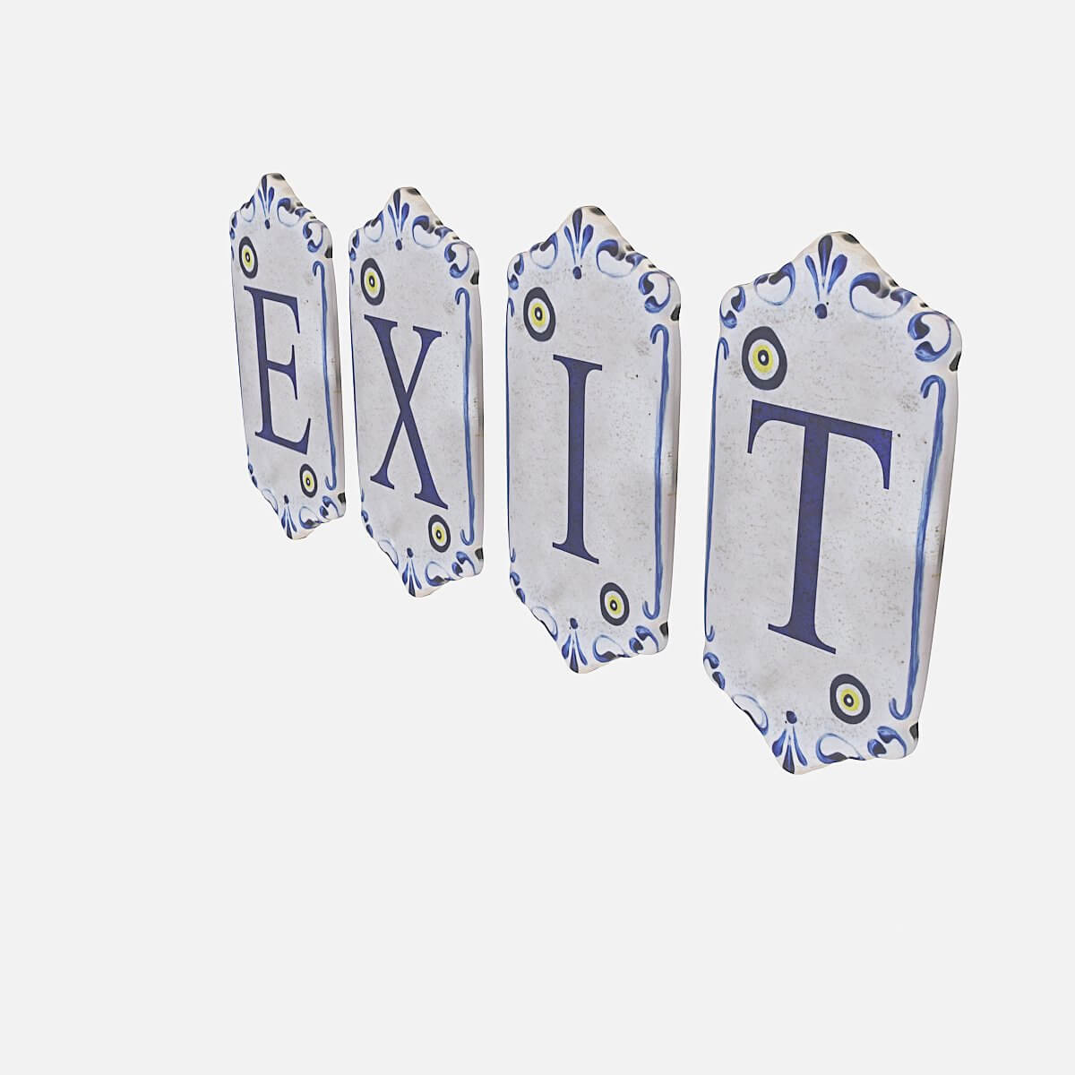 Old Stone Exit Sign 02 - 3D Model by nvere