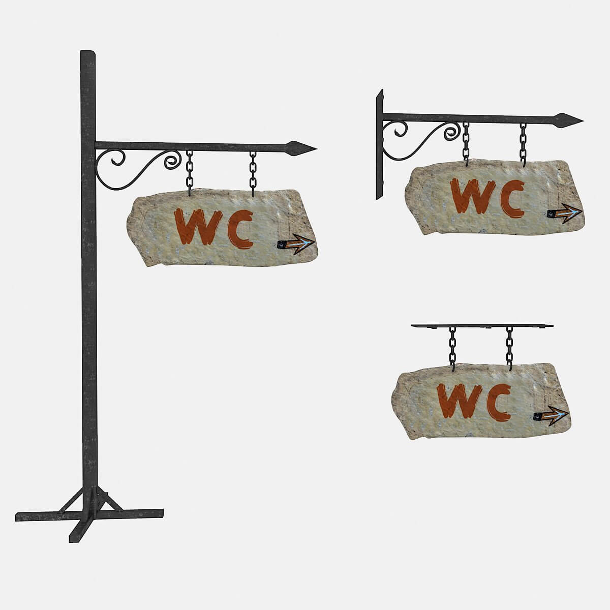 Old Stone WC Sign 02 - 3D Model by nvere