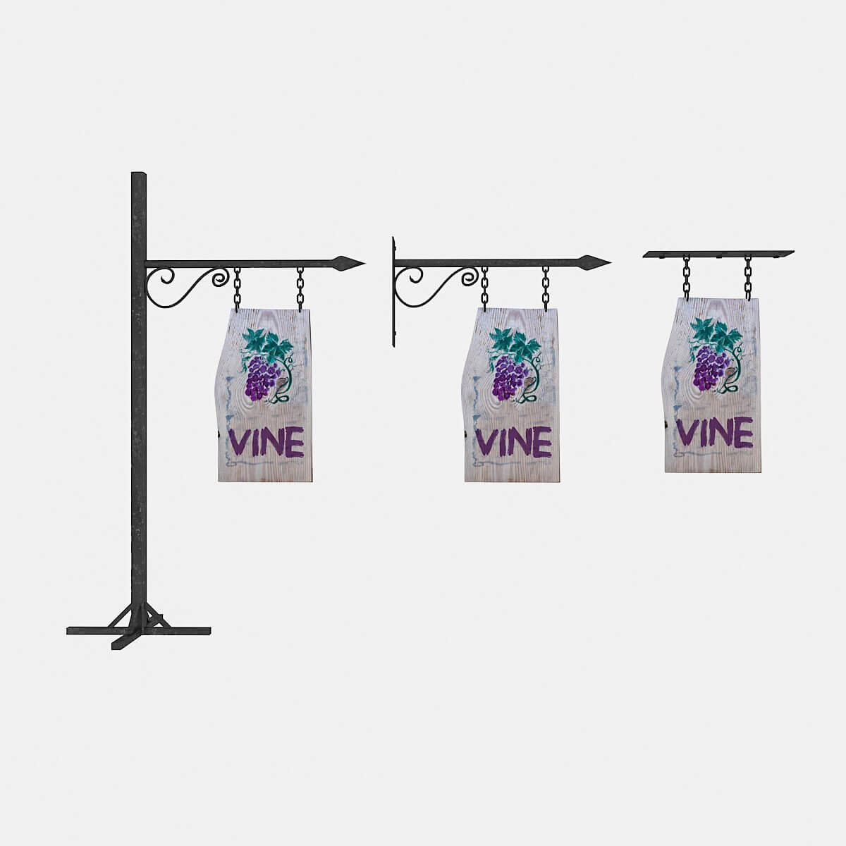 Old Woodden Vine Sign - 3D Model by nvere