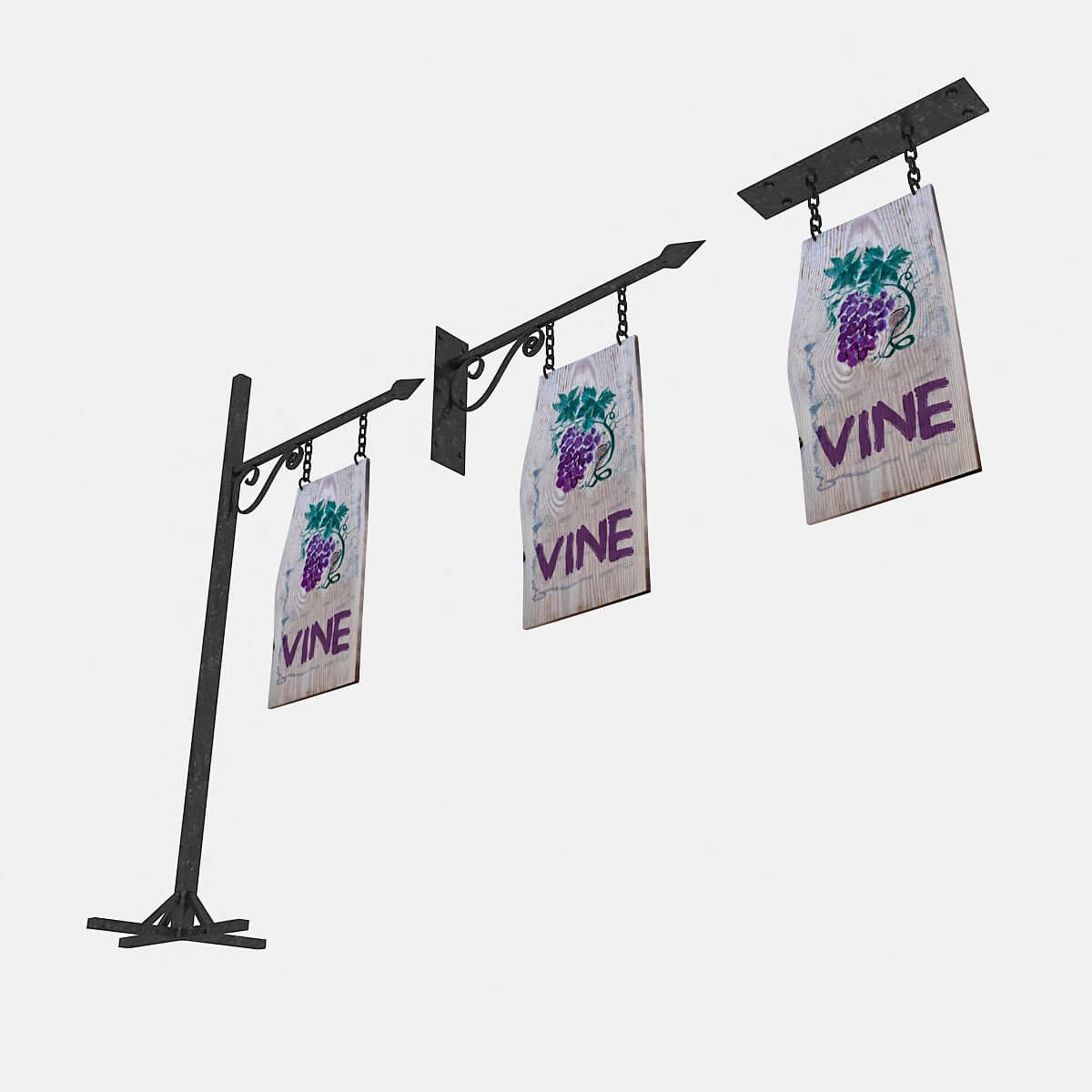 Old Woodden Vine Sign - 3D Model by nvere