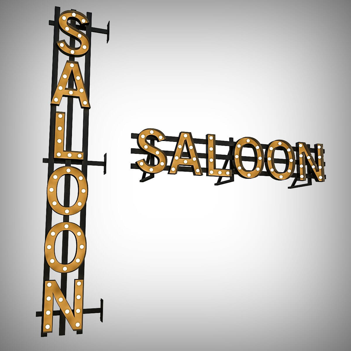 Saloon Bulb Sign - 3D Model by nvere