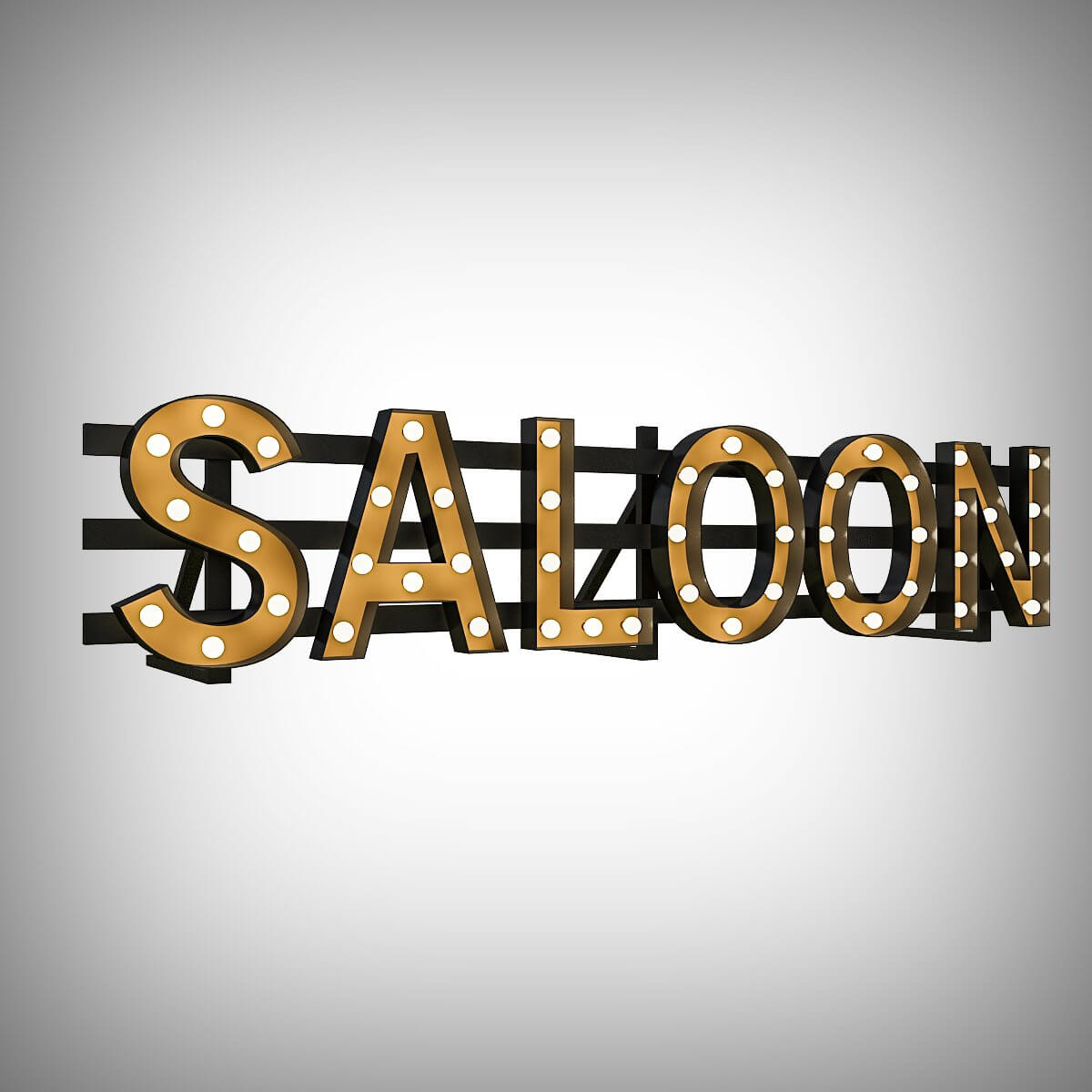 Saloon Bulb Sign - 3D Model by nvere