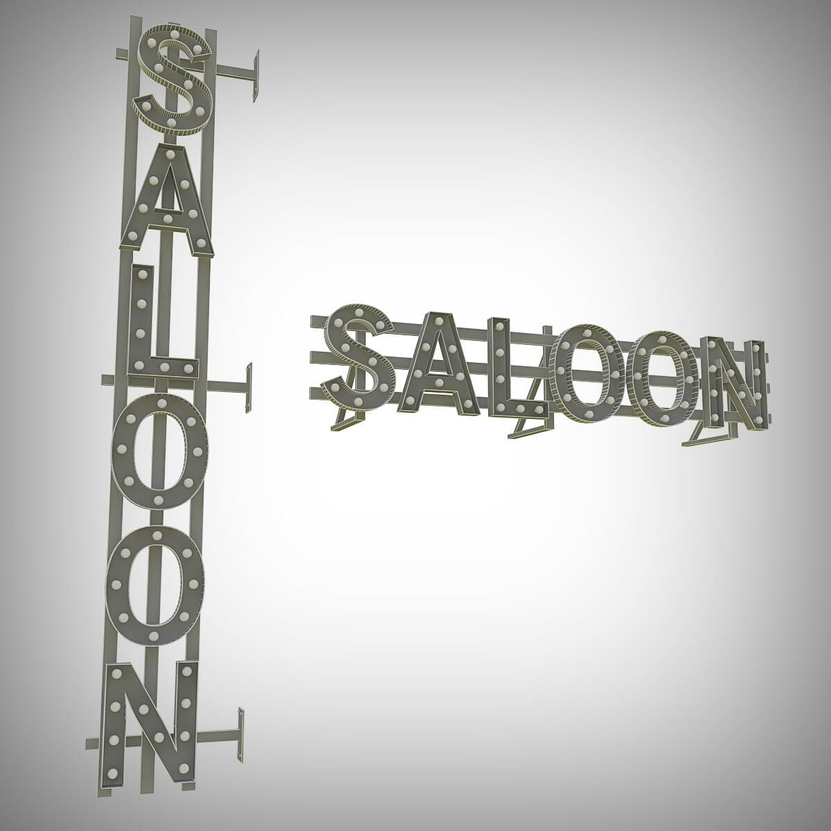 Saloon Bulb Sign - 3D Model by nvere