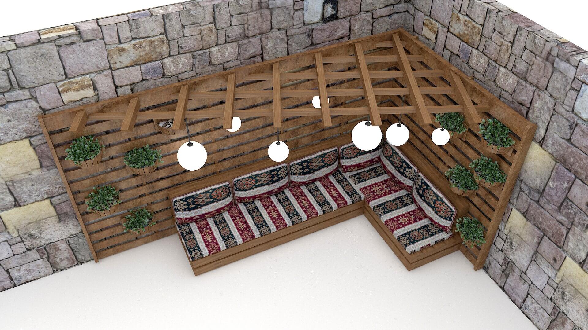 Wooden Garden Corner Set - 3D Model by nvere