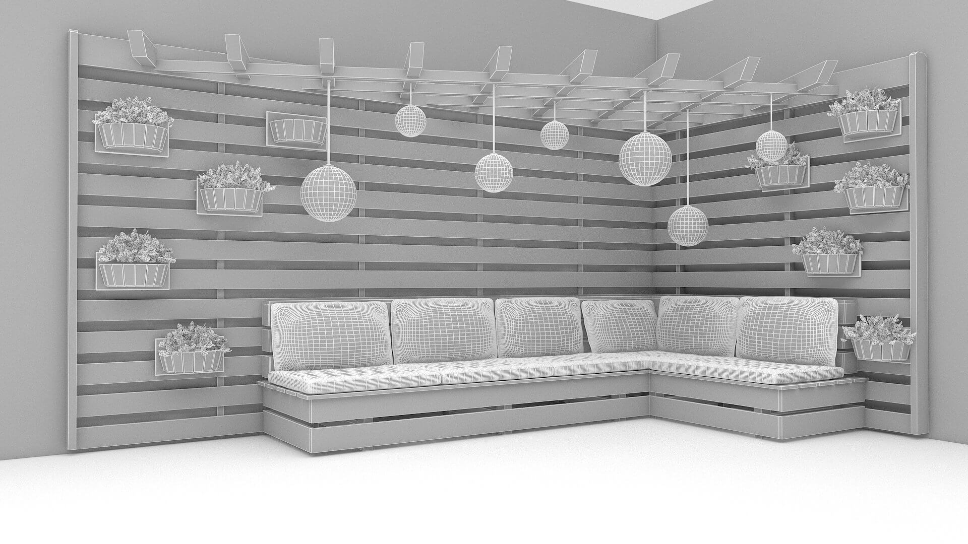 Wooden Garden Corner Set - 3D Model by nvere