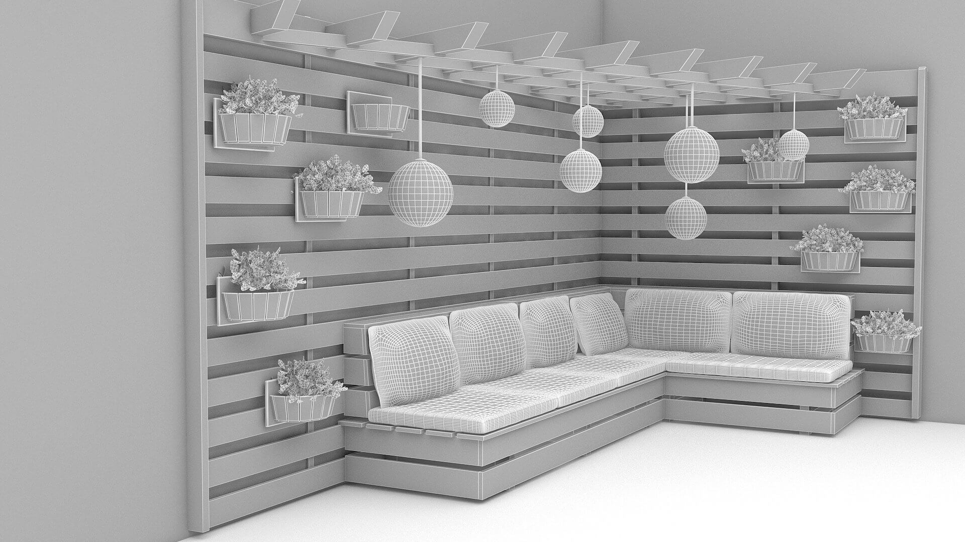 Wooden Garden Corner Set - 3D Model by nvere