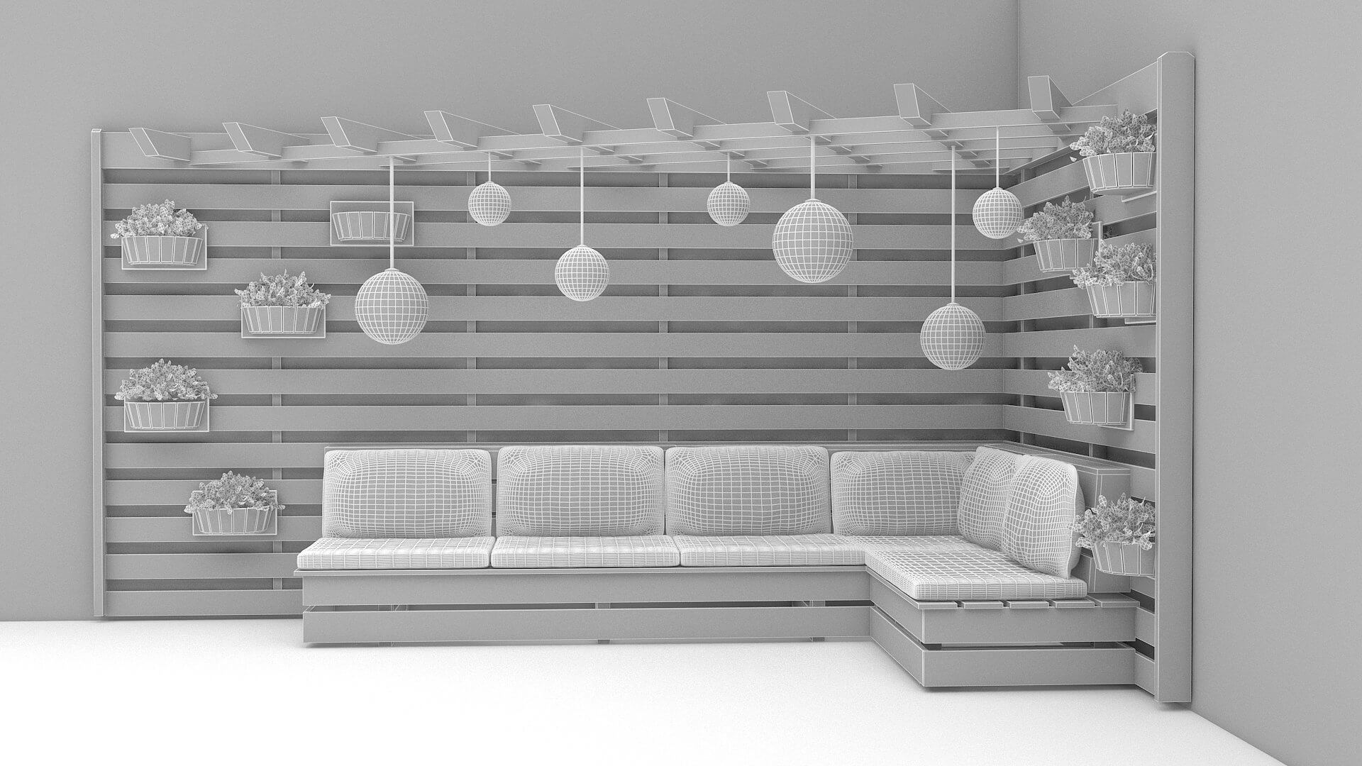 Wooden Garden Corner Set - 3D Model by nvere