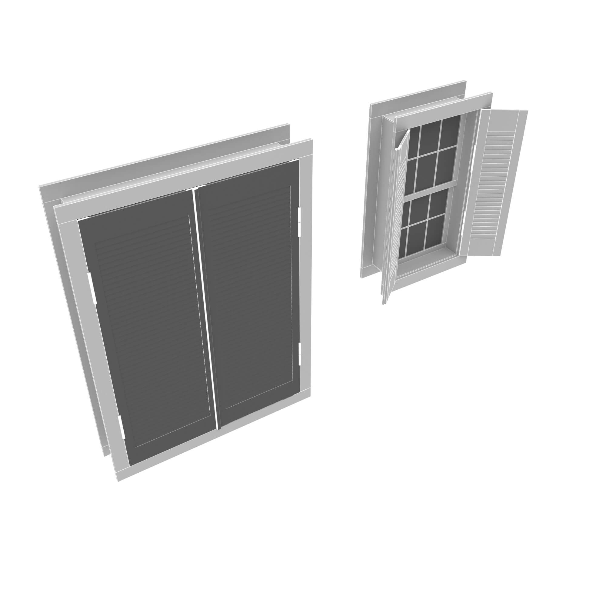 Village Window With Wooden Cover - 3D Model by nvere