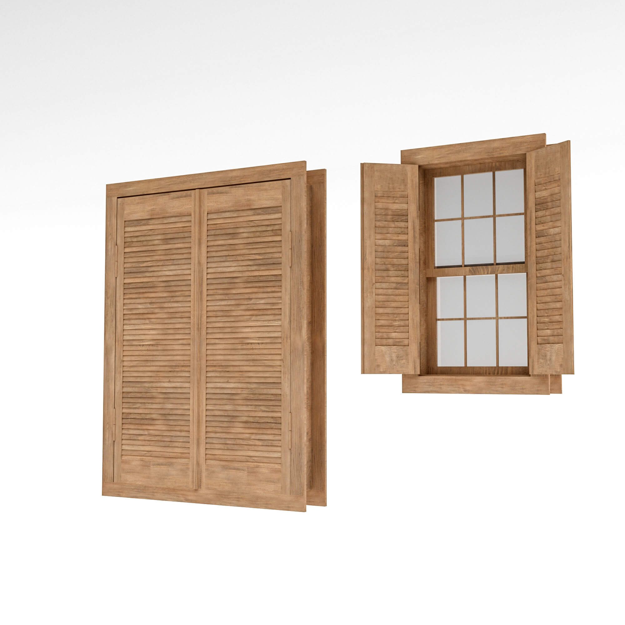 Village Window With Wooden Cover - 3D Model by nvere