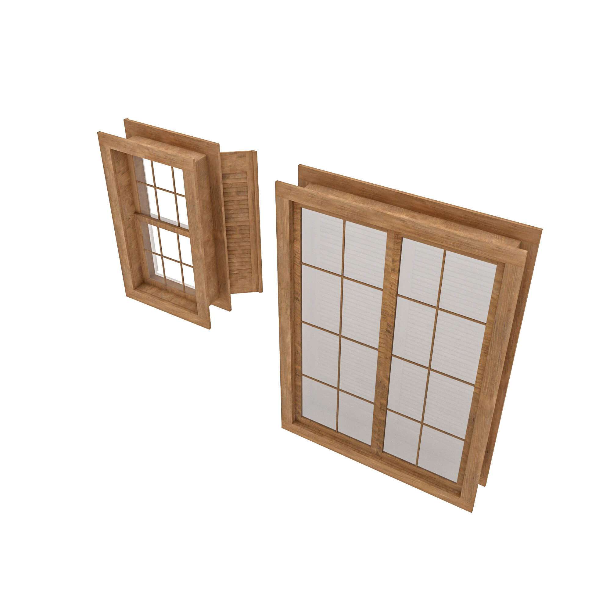 Village Window With Wooden Cover - 3D Model by nvere