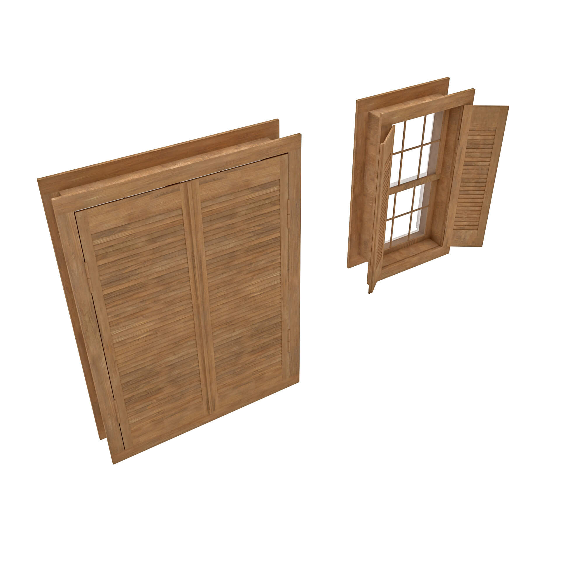 Village Window With Wooden Cover - 3D Model by nvere