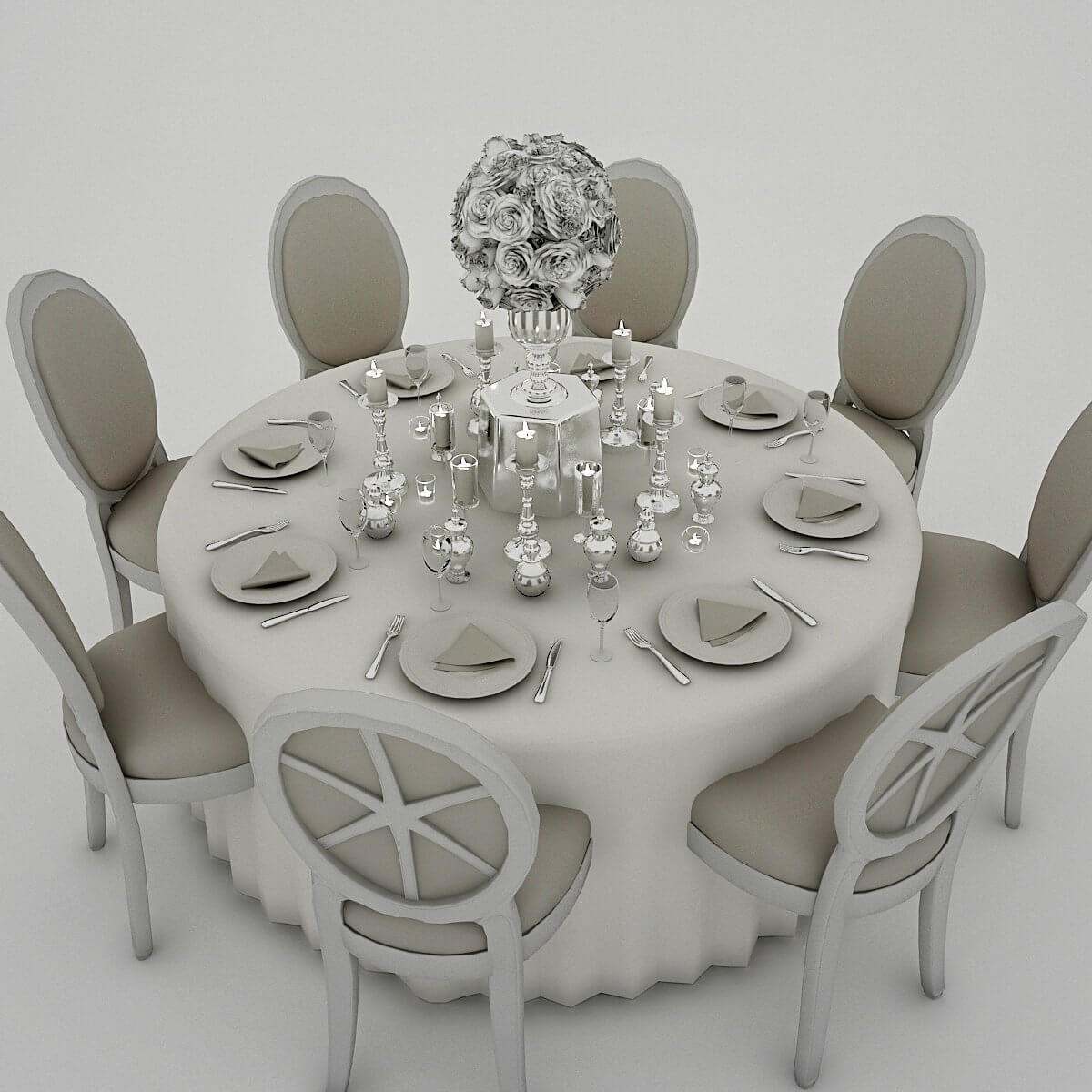 White Wedding Table - 3D Model by nvere