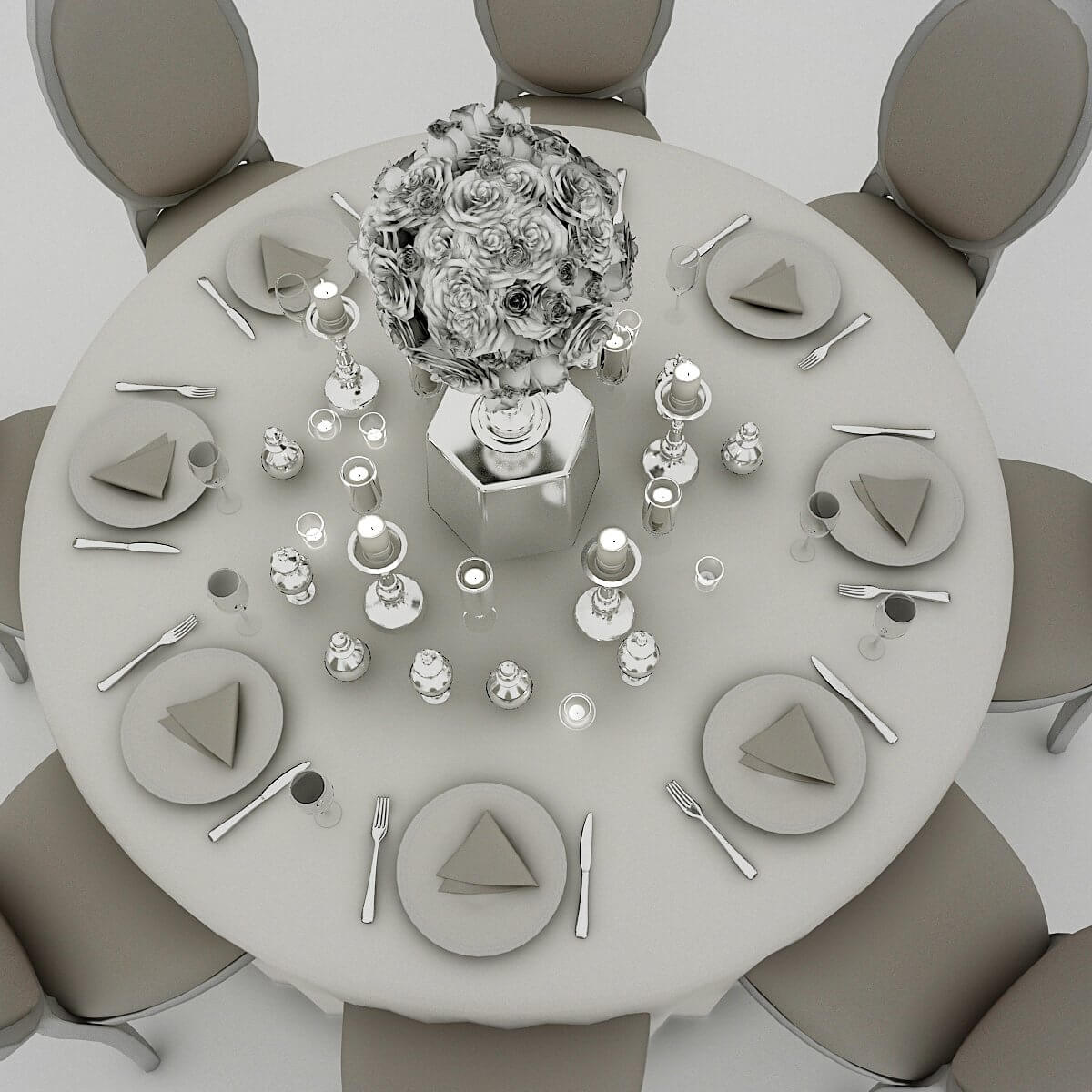White Wedding Table - 3D Model by nvere