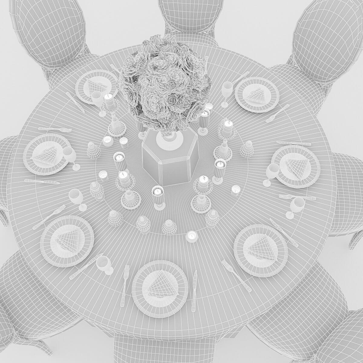 White Wedding Table - 3D Model by nvere