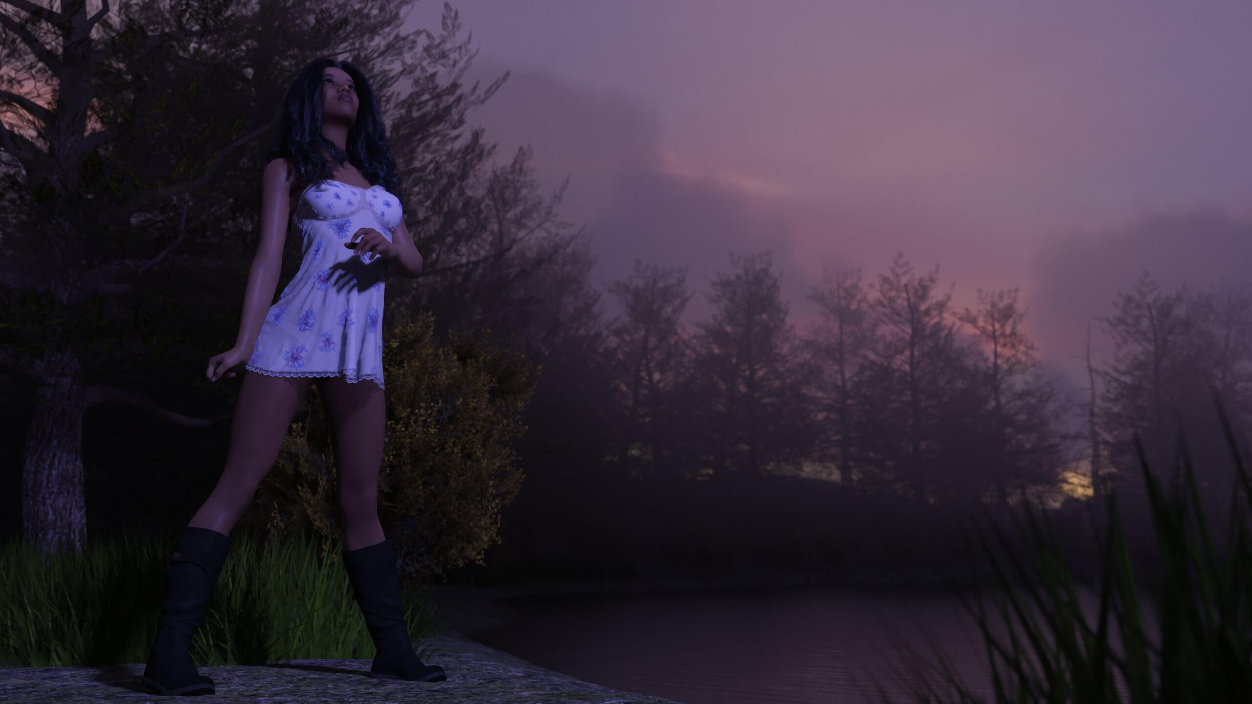 Moonlight 3D Render, Digital Art by Nyracaidra