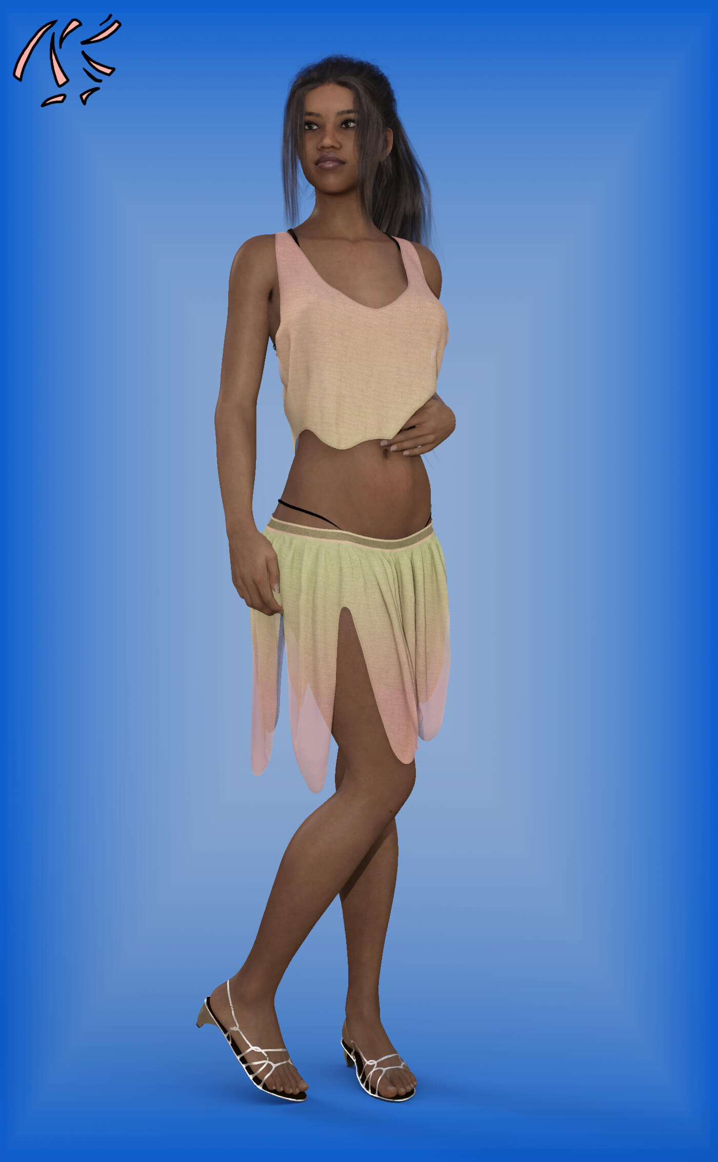 NCS dForce Peach-Outfit for G8F Daz Content by Nyracaidra