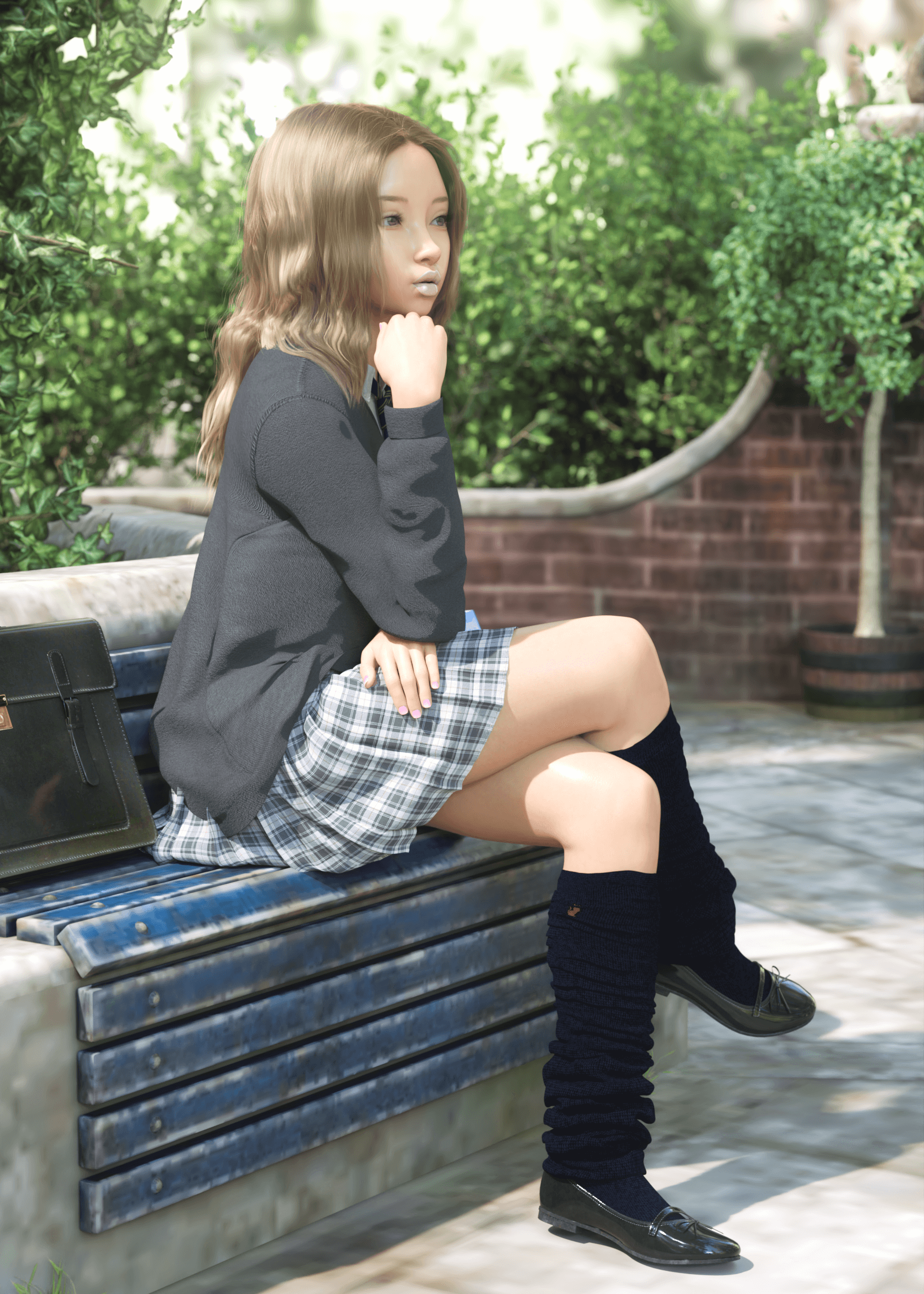 Japanese girl in the 2000s 3D Render, Digital Art by nzk40