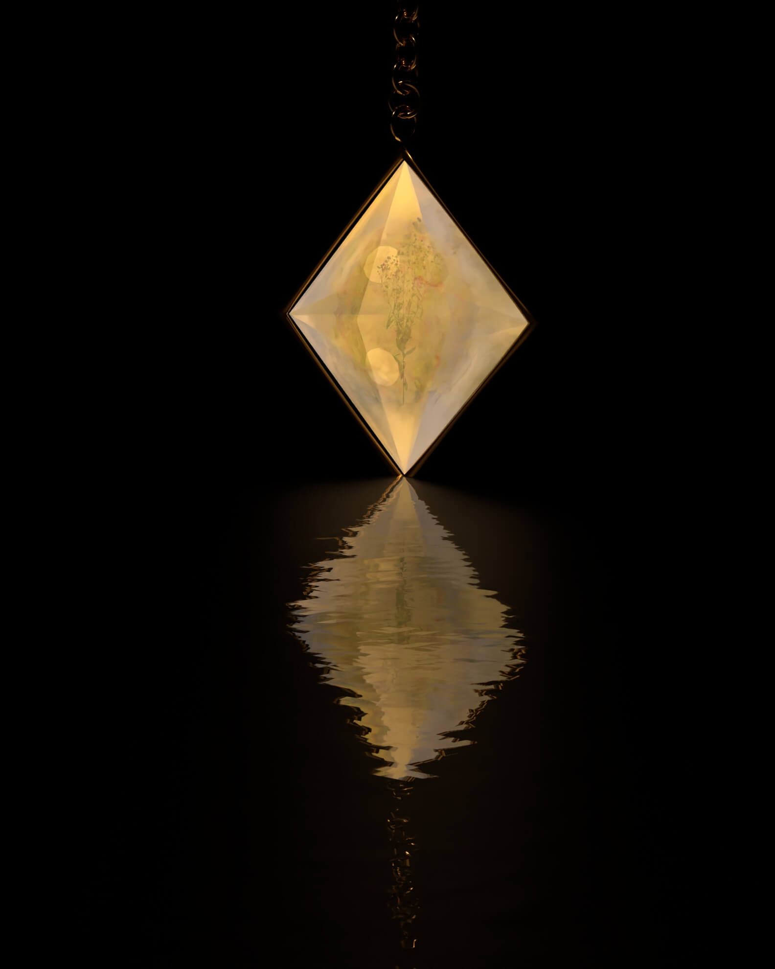 Amber Octahedron 3D Render, Digital Art by OberonRex