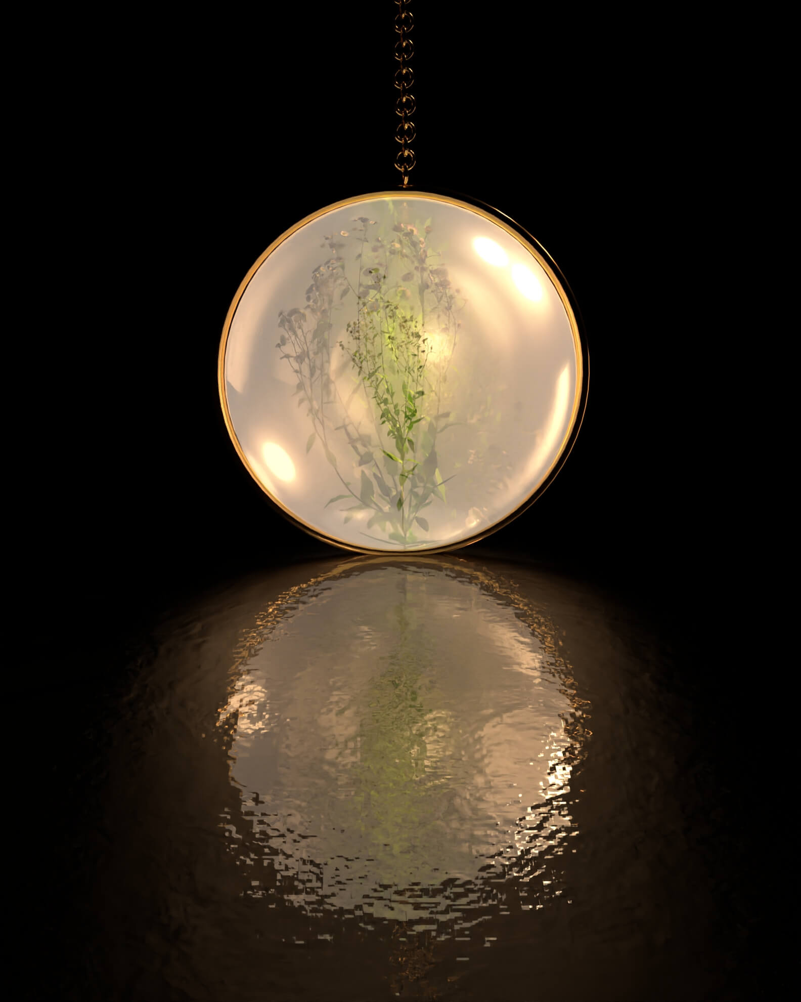 Gold Pendant and Flower 3D Render, Digital Art by OberonRex