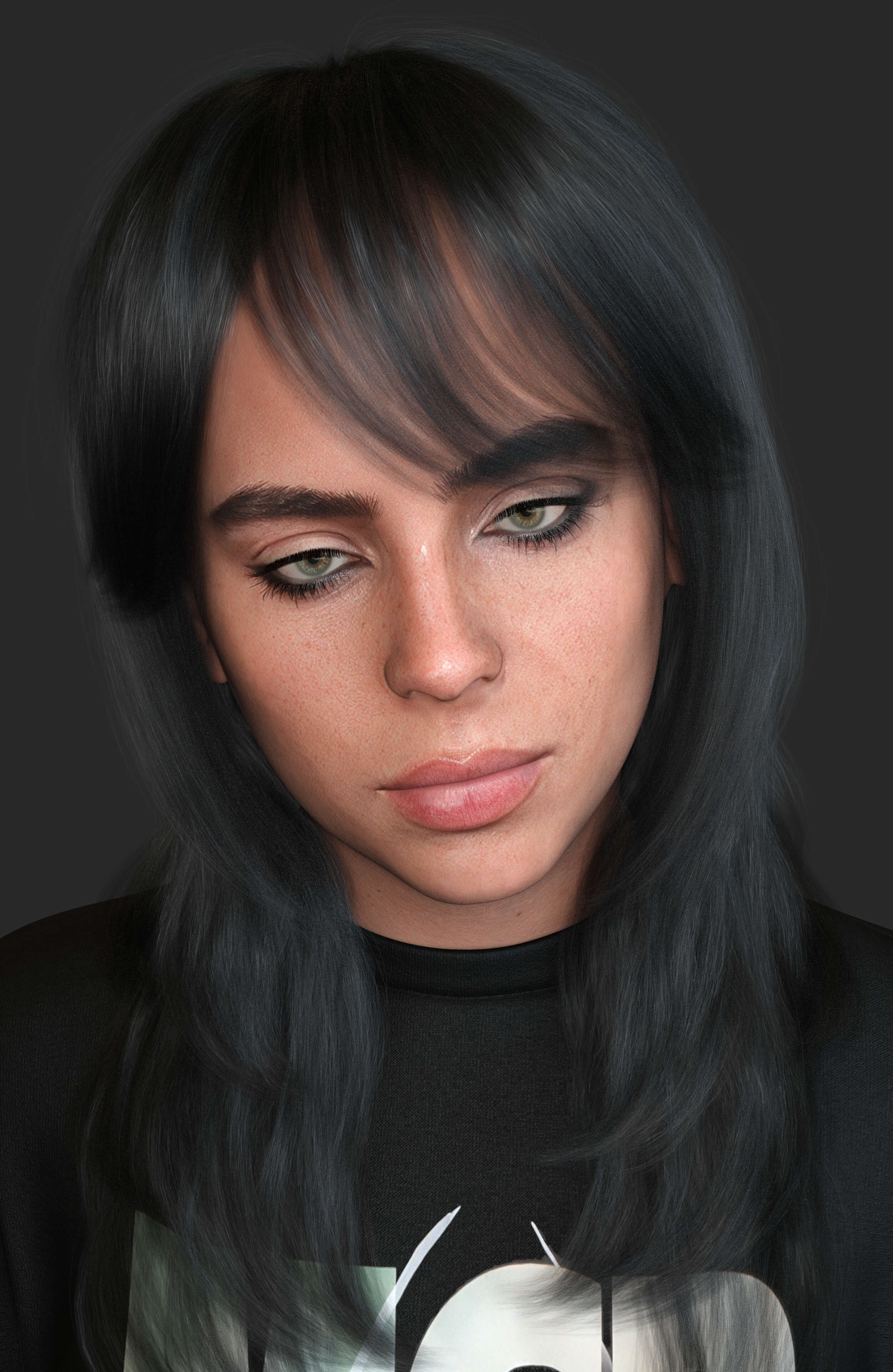 Billie Eilish 3D Render, Digital Art by obraia
