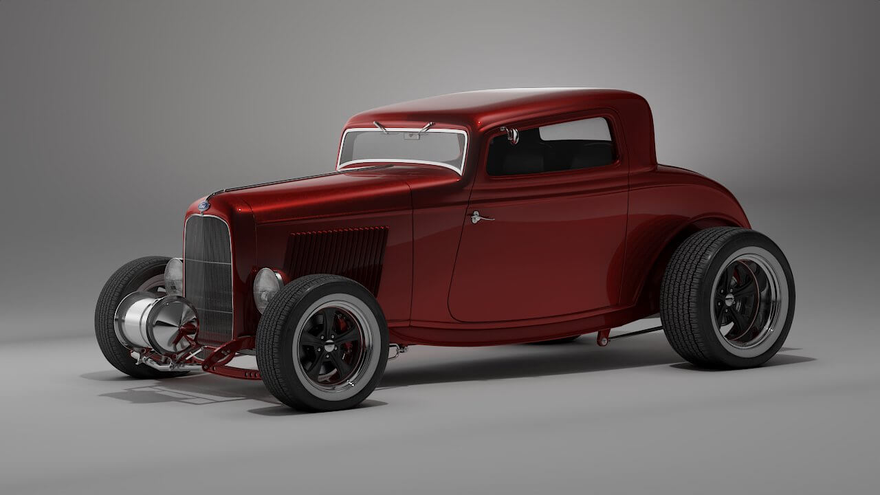 1932 Ford 3 window Modified Hot-Rod 3D Model by obre76