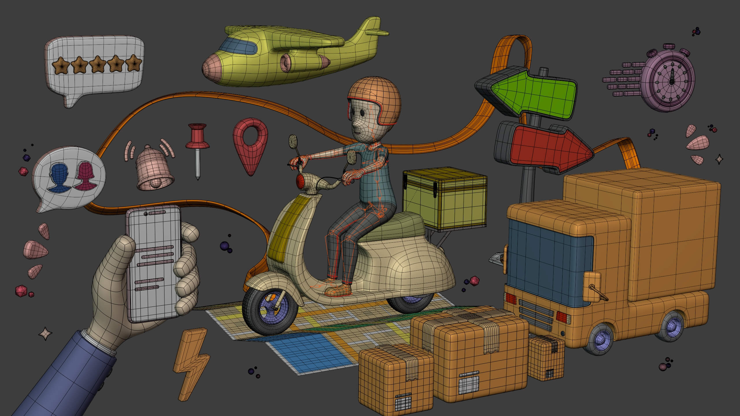 Cartoon 3D Transport Scene by Ocstard