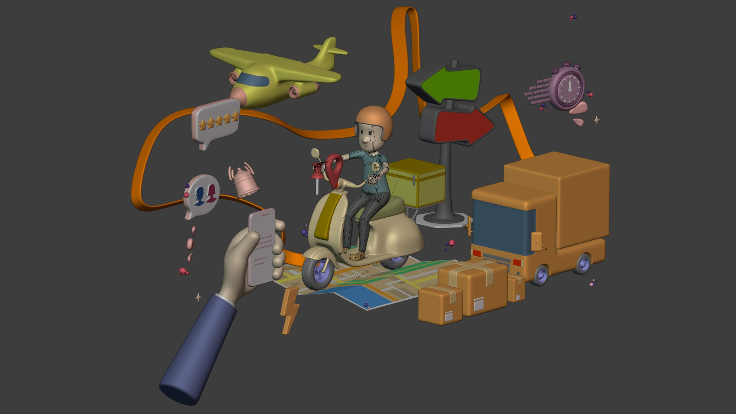 Cartoon 3D Transport Scene by Ocstard