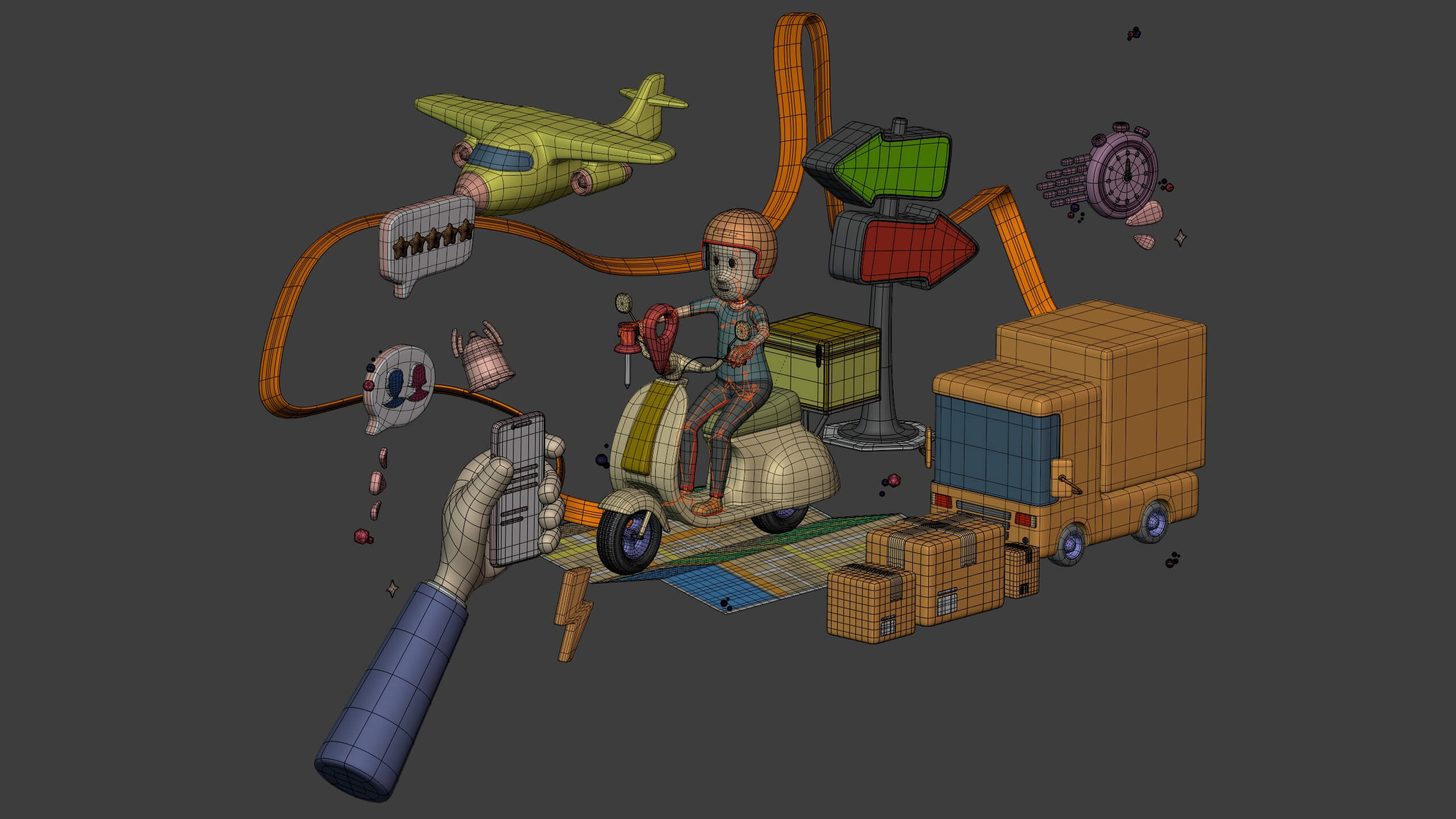 Cartoon 3D Transport Scene by Ocstard