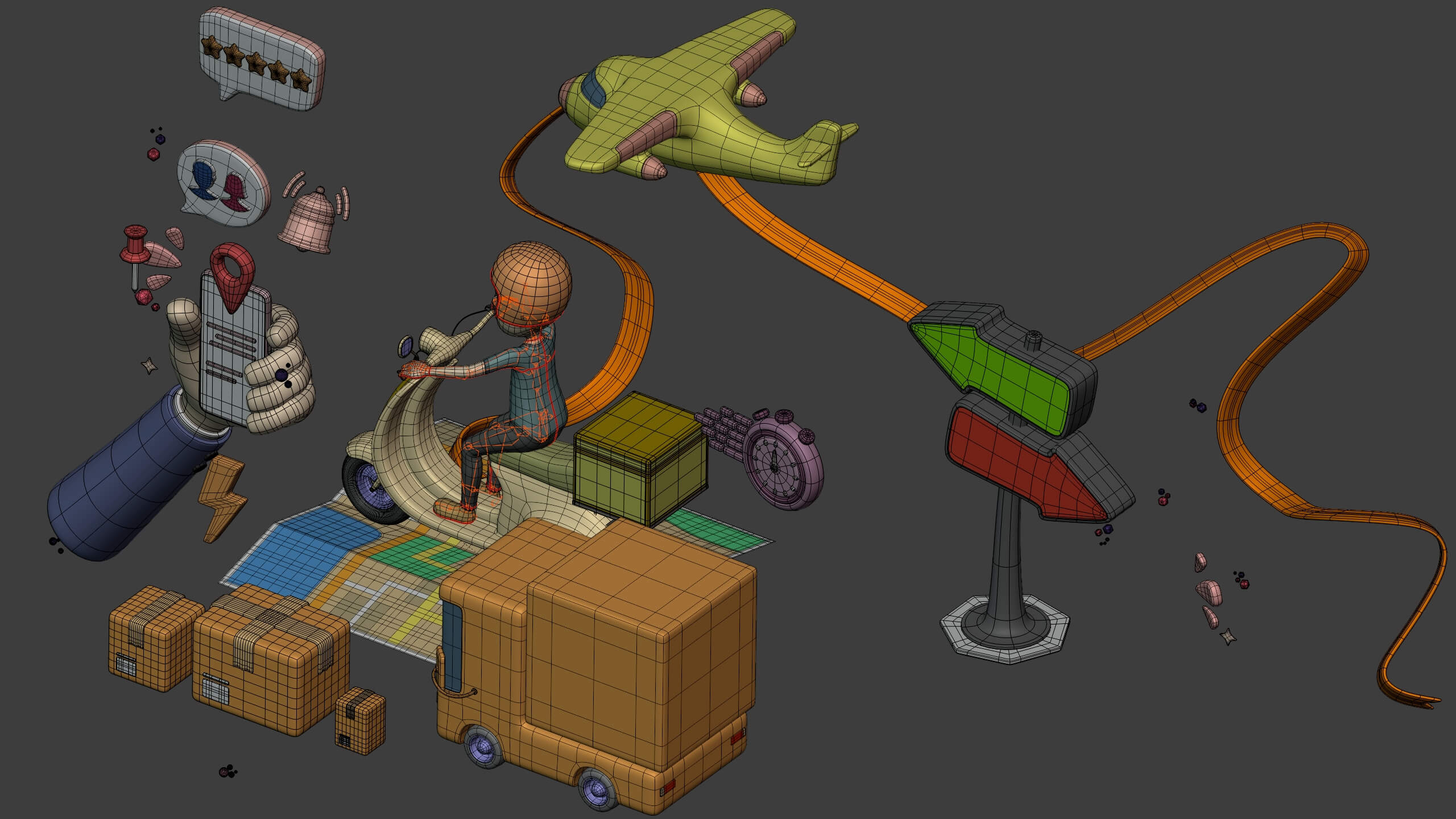 Cartoon 3D Transport Scene by Ocstard