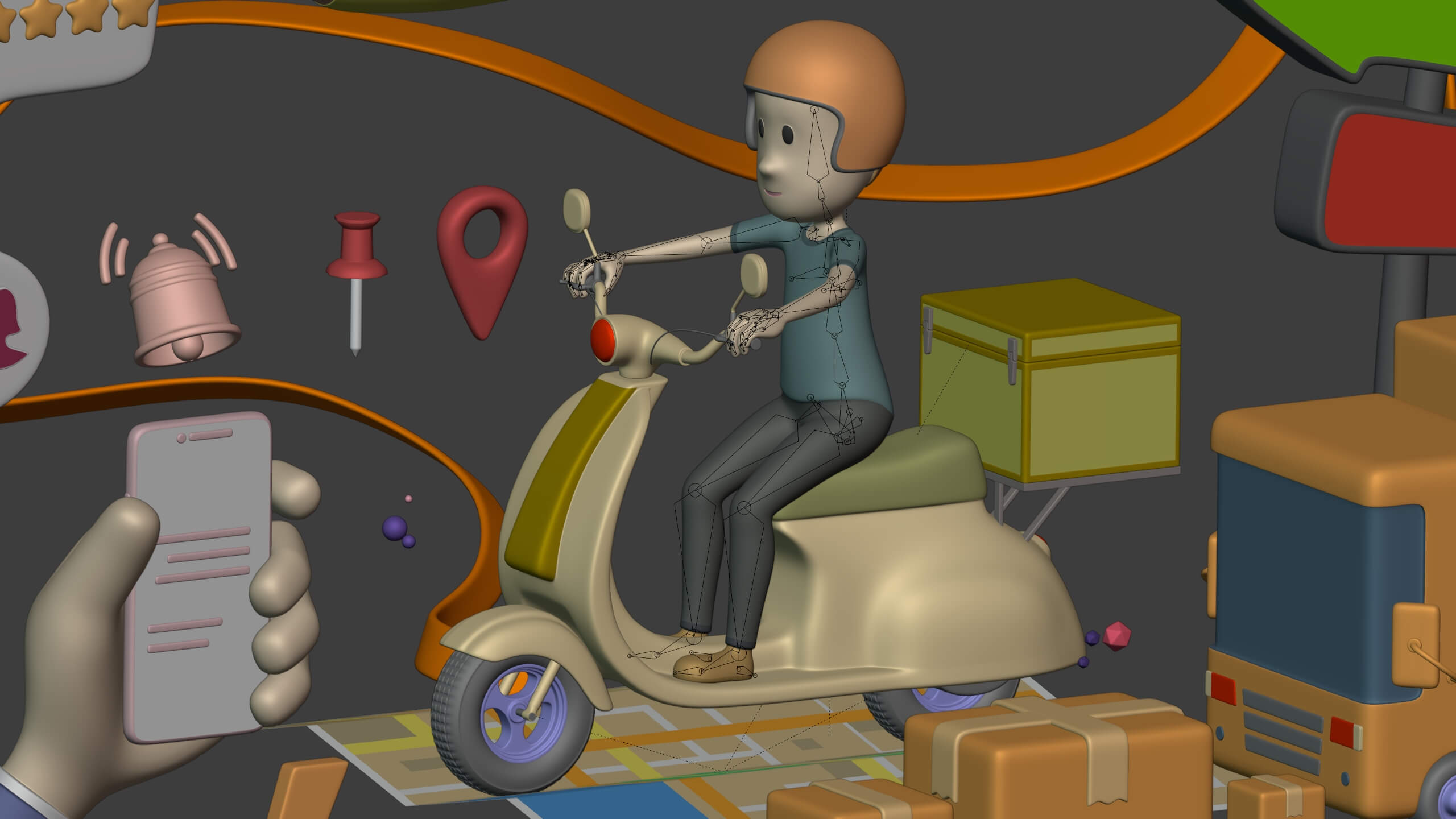 Cartoon 3D Transport Scene by Ocstard