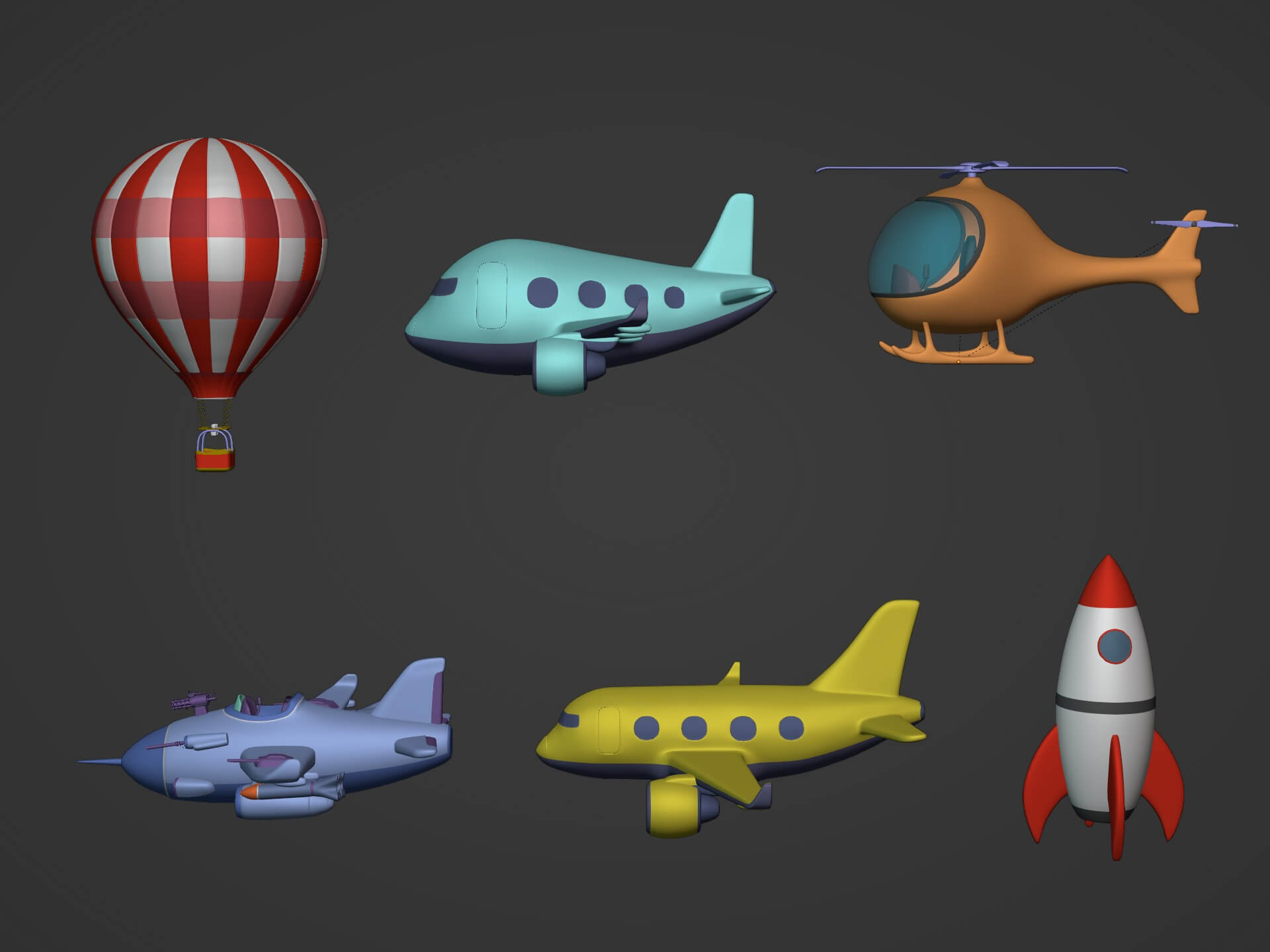 Cartoon Aircraft Collection - 3D Model by Ocstard