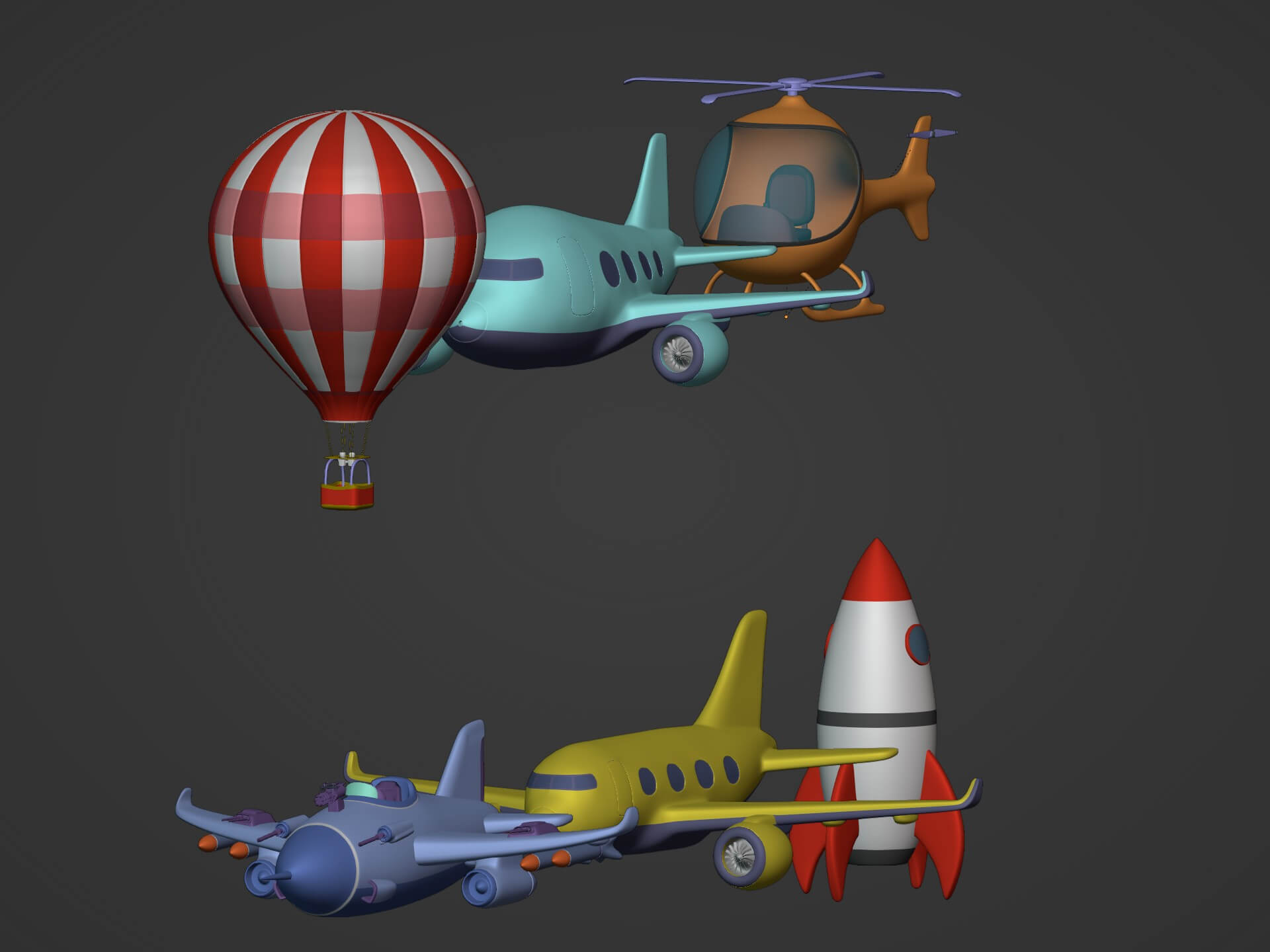 Cartoon Aircraft Collection - 3D Model by Ocstard