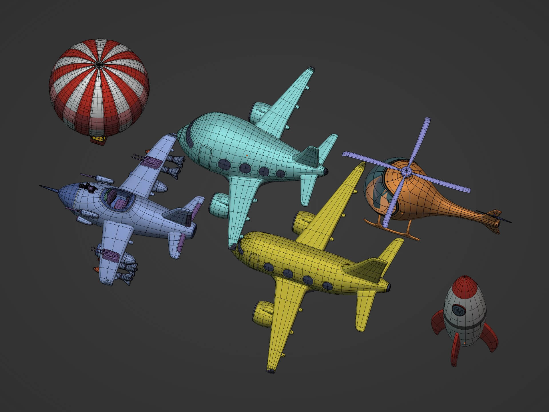 Cartoon Aircraft Collection - 3D Model by Ocstard