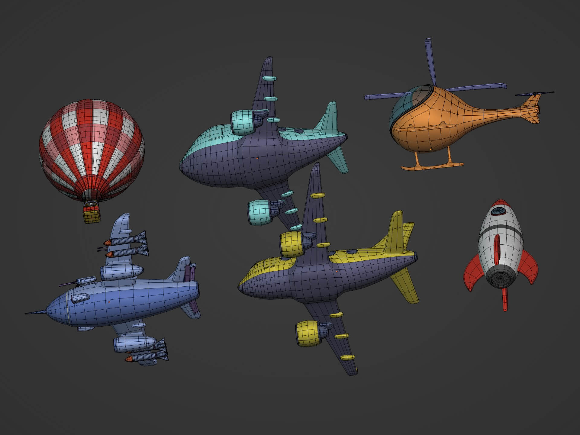 Cartoon Aircraft Collection - 3D Model by Ocstard