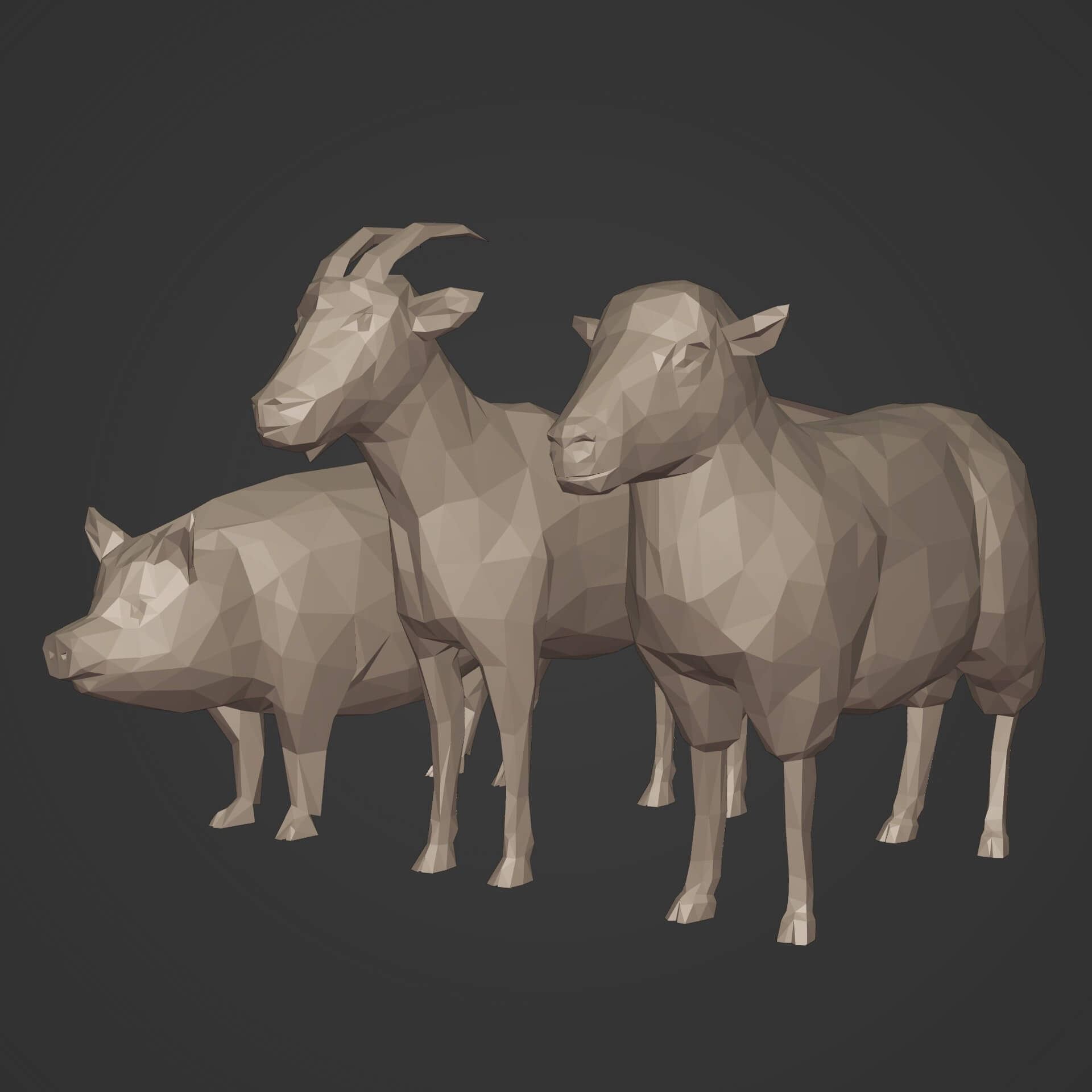 Farm Animals Figurines - 3D Model by Ocstard