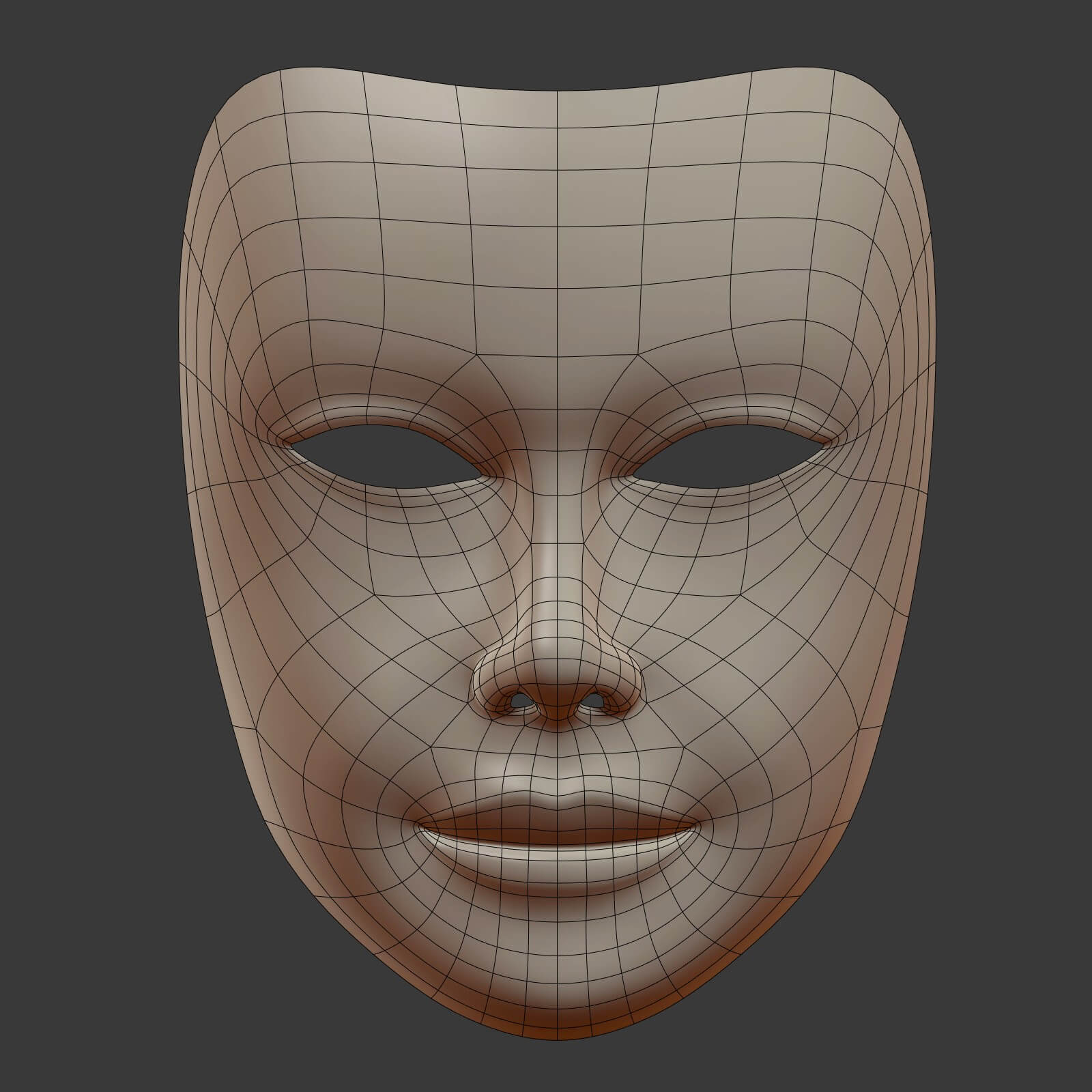 Female Theater Mask With Neutral Expressions - 3D Model by Ocstard