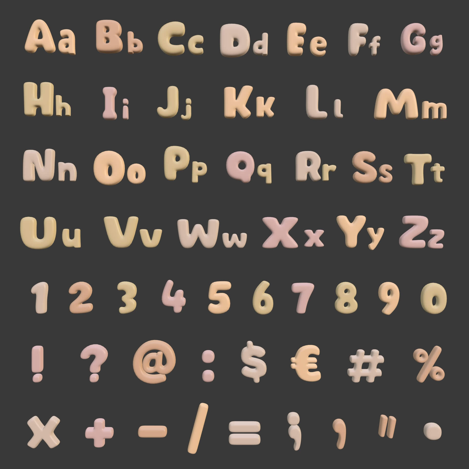 Cartoon Alphabet - 3D Model by Ocstard