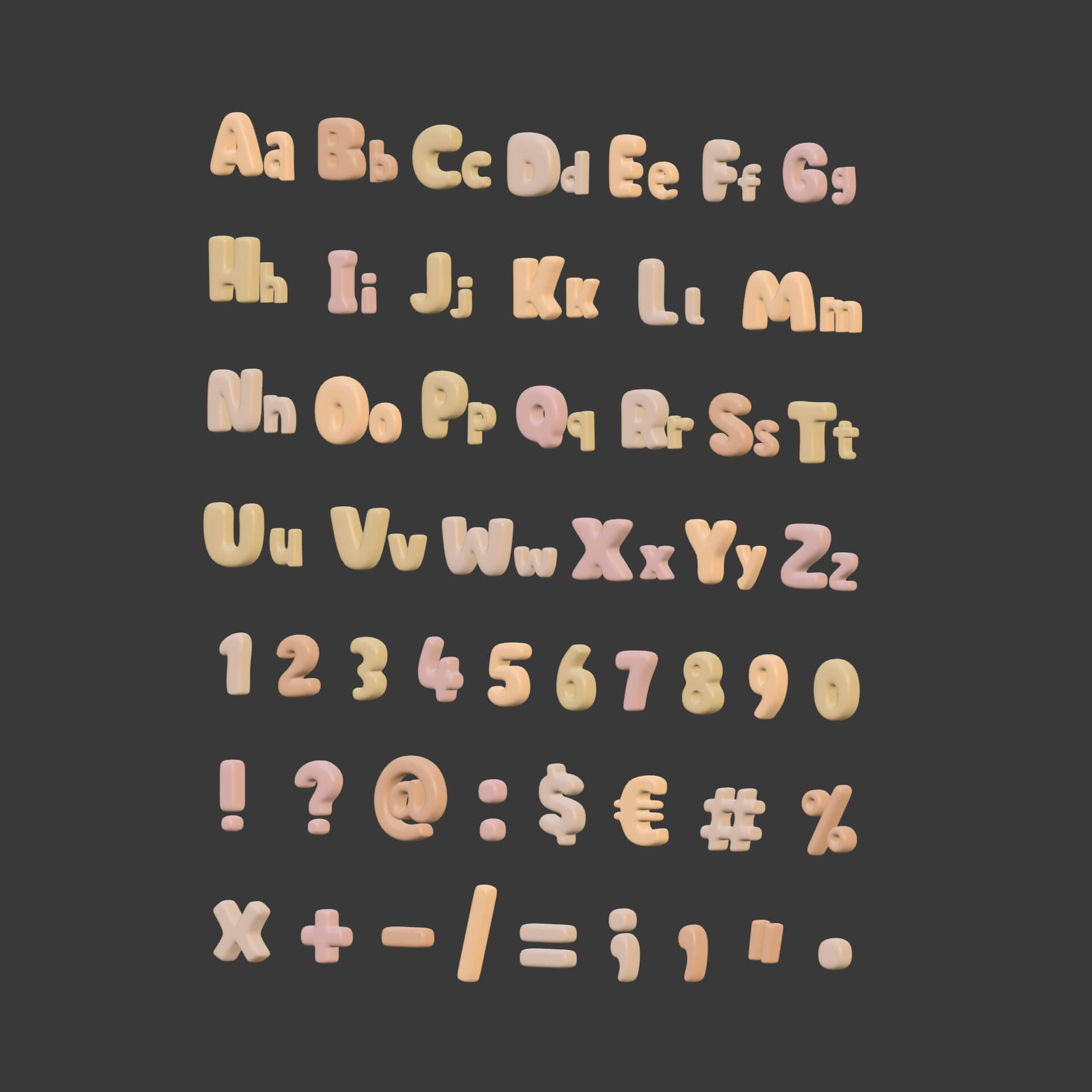 Cartoon Alphabet - 3D Model by Ocstard