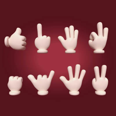 Hand Emoji Signs - Icons Collection 3D Model by Ocstard