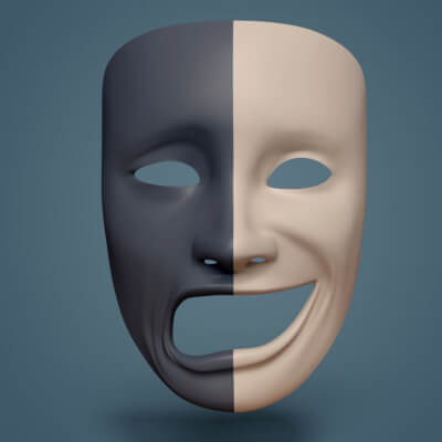 Theater Mask - Double Faces 3D Model by Ocstard
