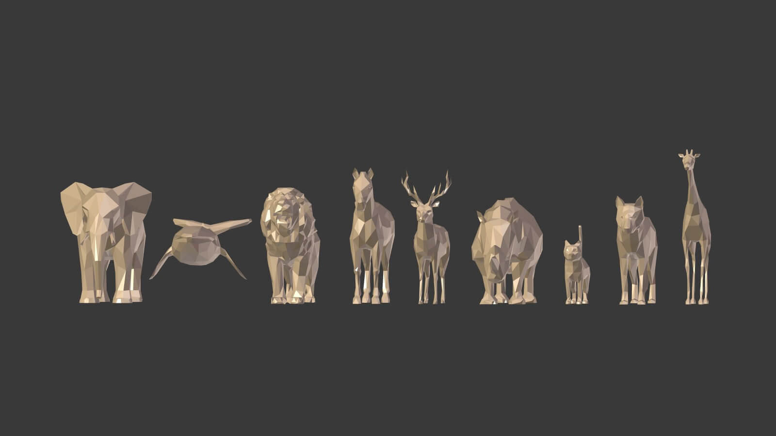 Low Poly Cartoon Animals Figurines Pack - 3D Model by Ocstard