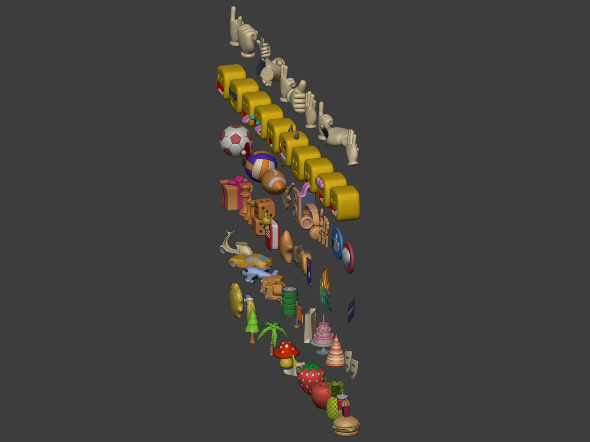 Cartoon Icons and Smileys Pack - 3D Model by Ocstard