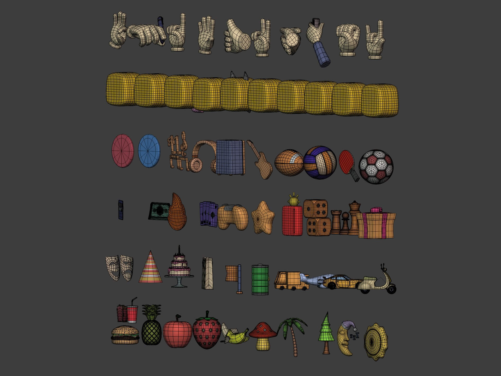 Cartoon Icons and Smileys Pack - 3D Model by Ocstard