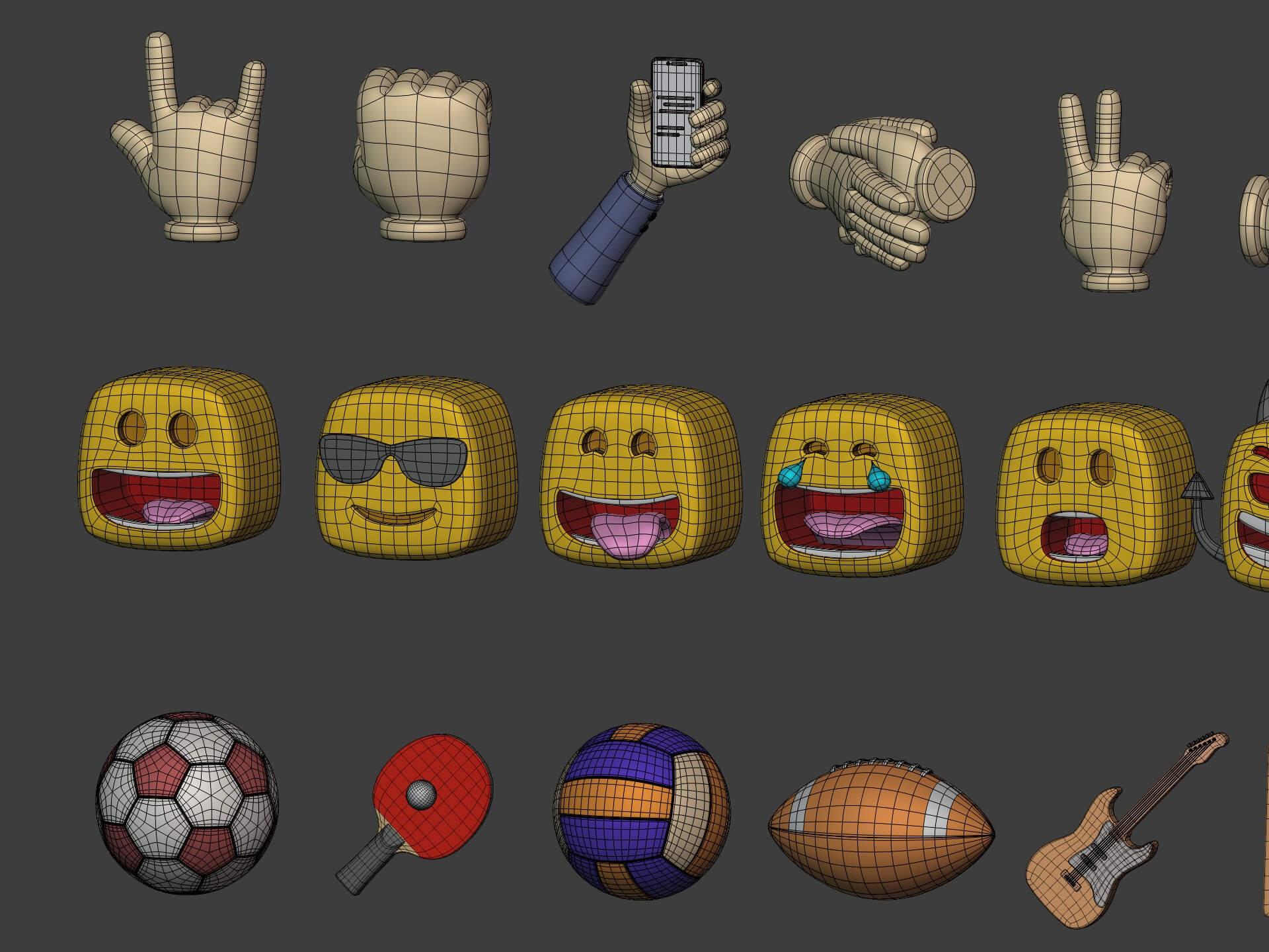 Cartoon Icons and Smileys Pack - 3D Model by Ocstard