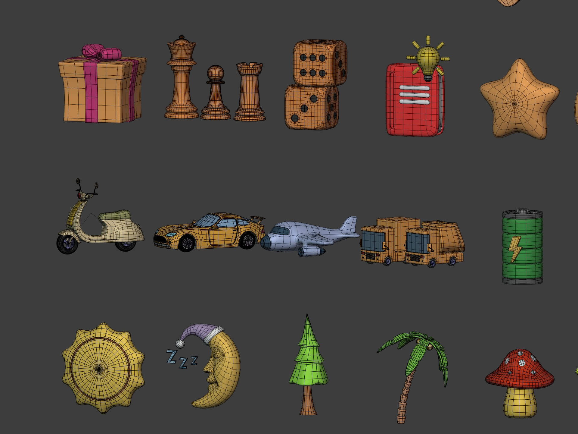 Cartoon Icons and Smileys Pack - 3D Model by Ocstard