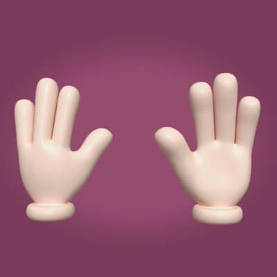 Cartoon Hand Four Fingers - 3D Model by Ocstard